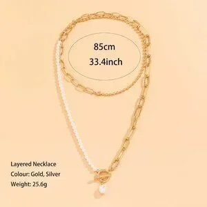 Jewelry | Layered Gold Necklace For Women Non Tarnish Paperclip Pendant ...